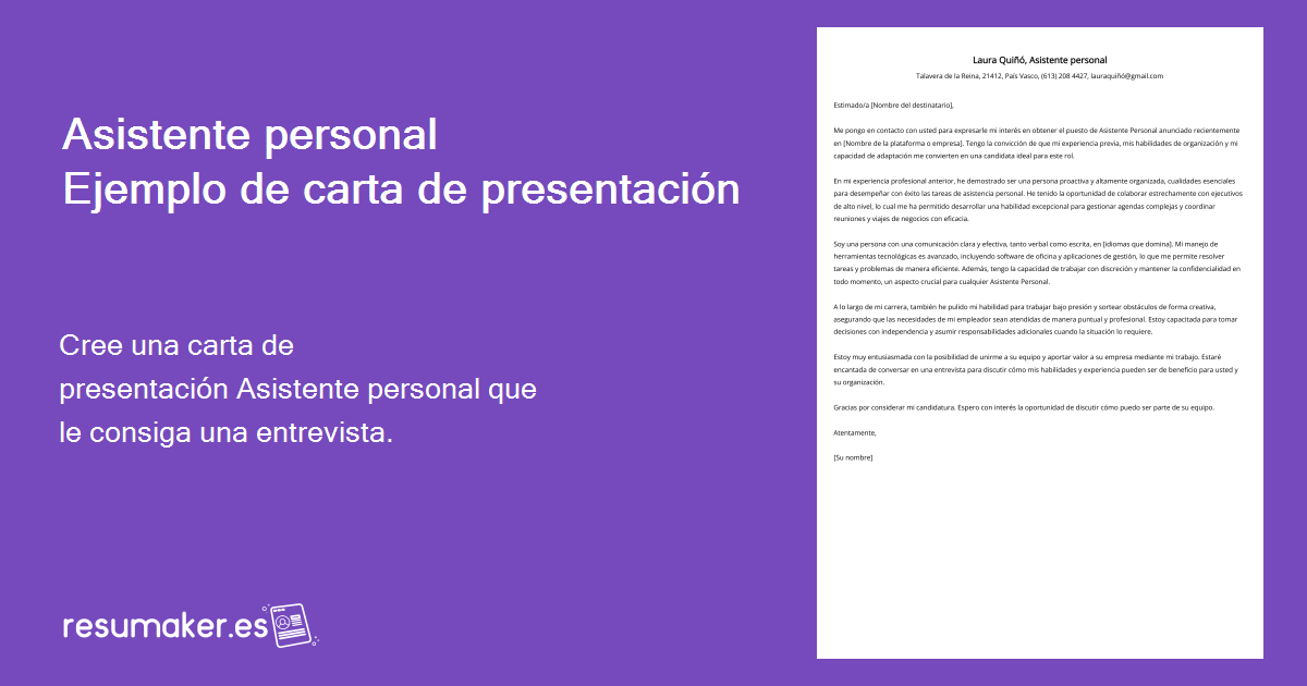 Asistente personal Ejemplos de Cartas de Presentación (Plantilla y 20 ...