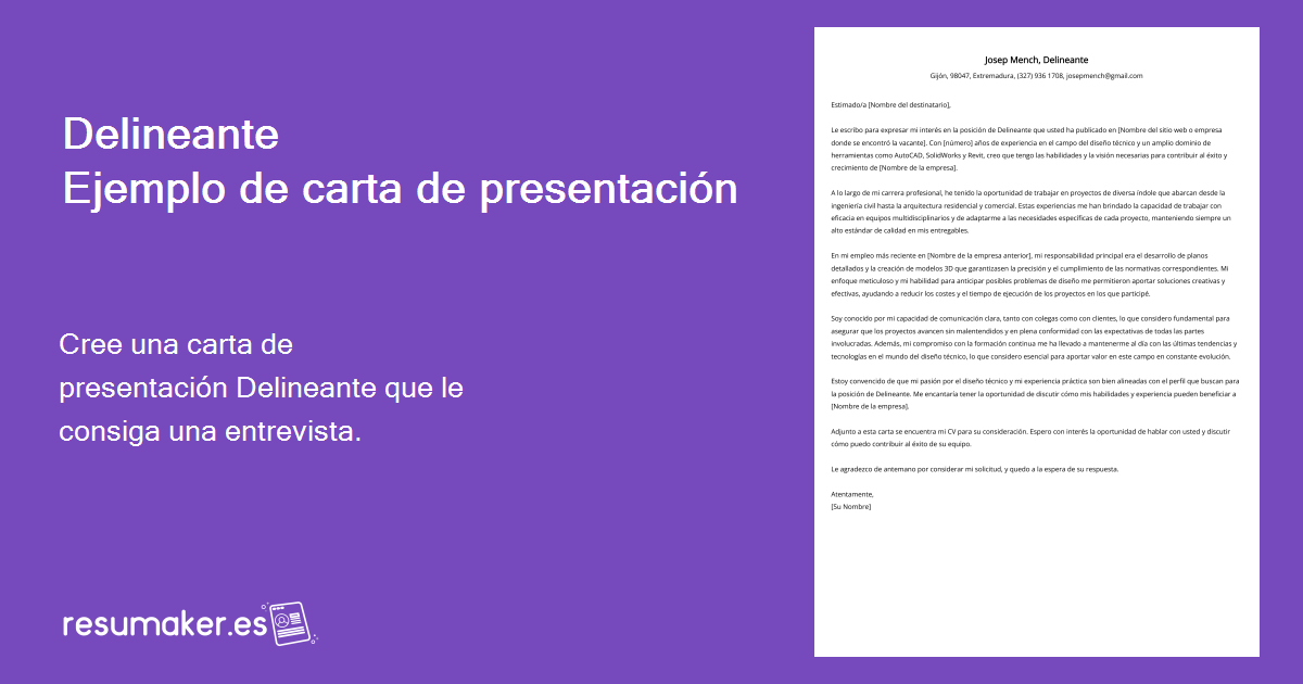 Delineante Ejemplo de carta de presentación para 2024