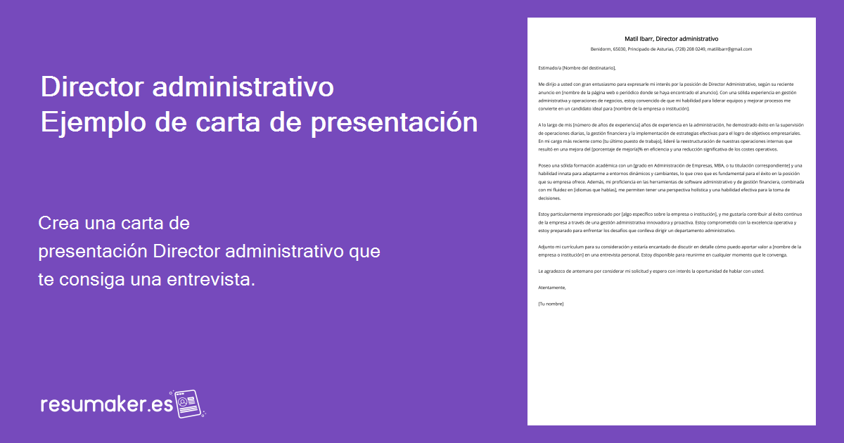 Director administrativo Ejemplo de carta de presentación para 2024