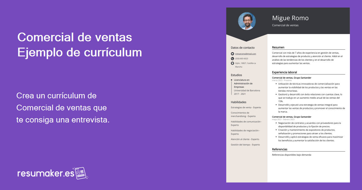 Ejemplos de Curriculum Vitae Comercial de ventas (Plantilla y 20+ Consejos)