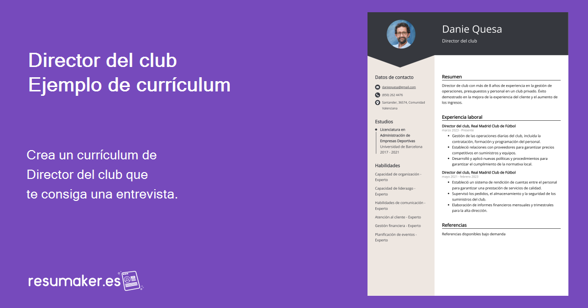Director del club Ejemplo de currículum para 2024