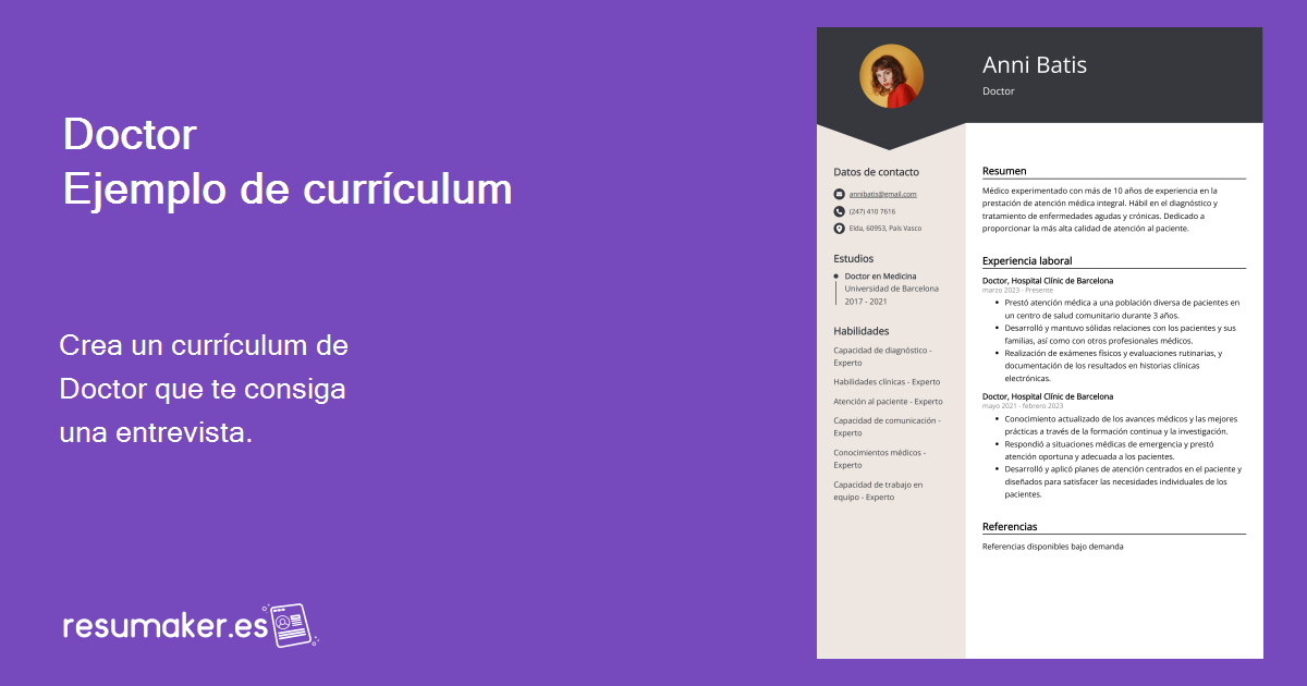 Doctor Ejemplo de currículum para 2024