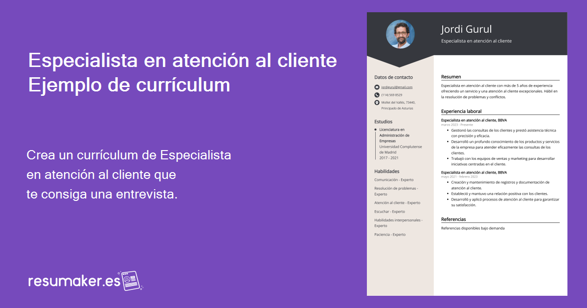 Ejemplo de Curriculum Vitae de Especialista en Atención al Cliente ...