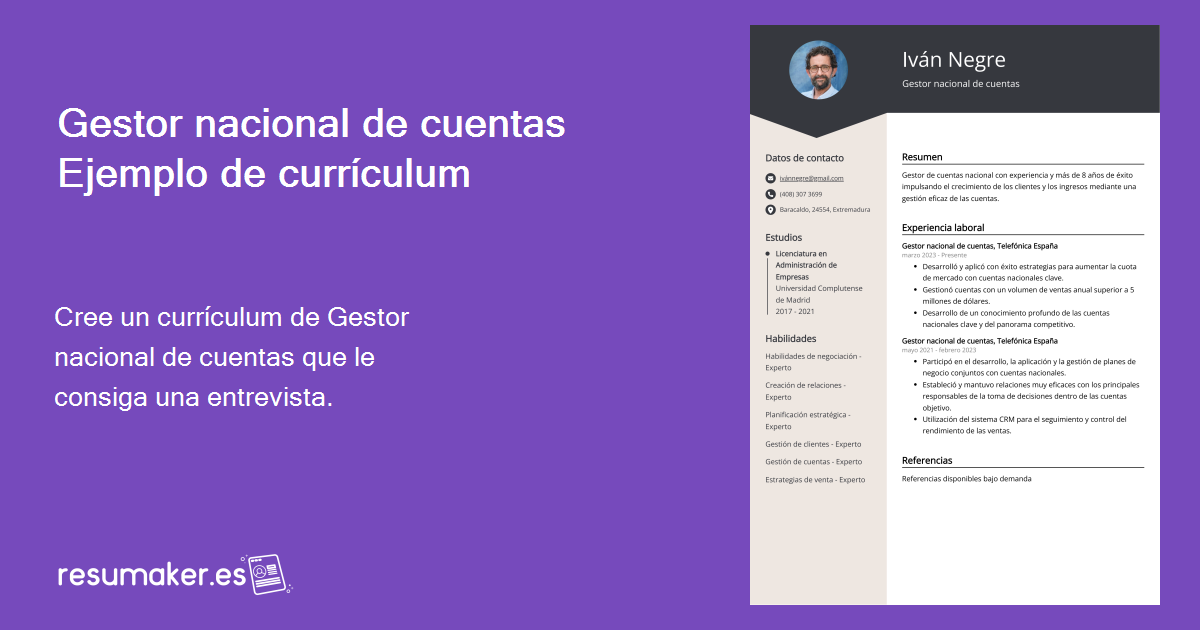 Currículum Vitae Gestor nacional de cuentas: Descripción del puesto ...