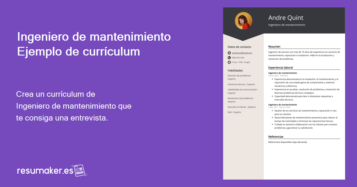 Ejemplos de Curriculum Vitae Ingeniero de mantenimiento (Plantilla y 20+ Consejos)