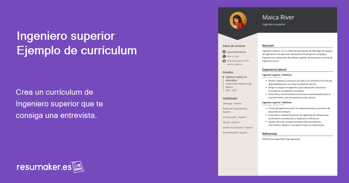 Ejemplos de Curriculum Vitae Ingeniero superior (Plantilla y 20+ Consejos)