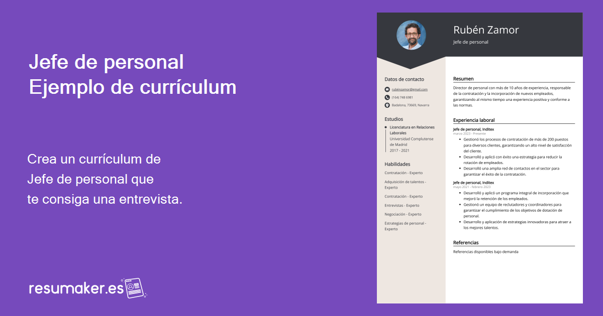 Ejemplos de Curriculum Vitae Jefe de personal (Plantilla y 20+ Consejos)
