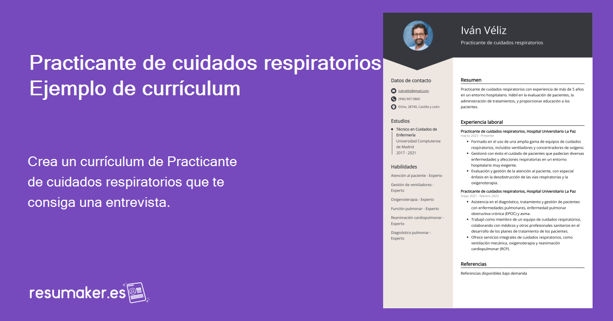 Ejemplos de Curriculum Vitae Practicante de cuidados respiratorios ...